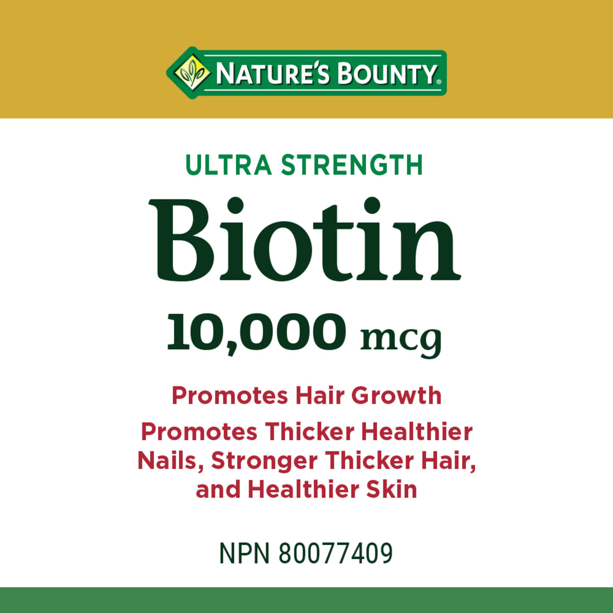Biotin, Ultra Strength, 10,000 mcg, Softgels – Nature's Bounty